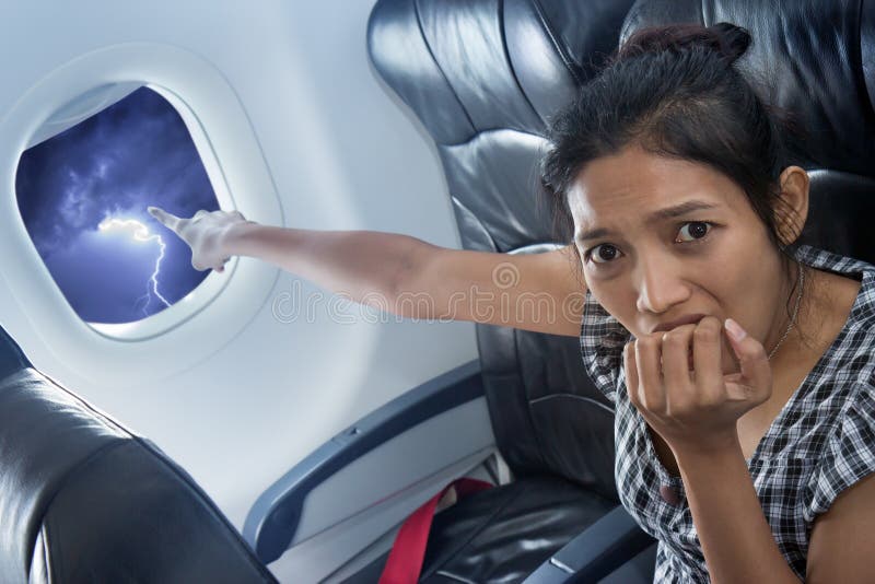 Terrified Passenger on a Plane Stock Image - Image of frustration ...
