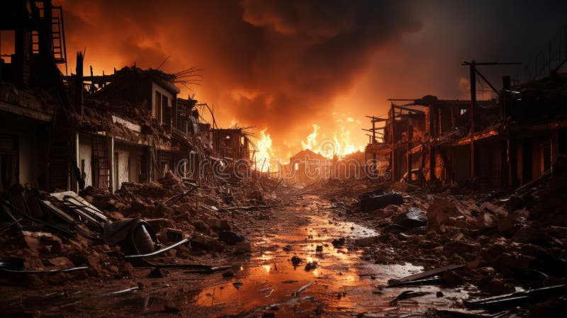 Terrifying Apocalyptic Environment after Disaster Situation Stock ...