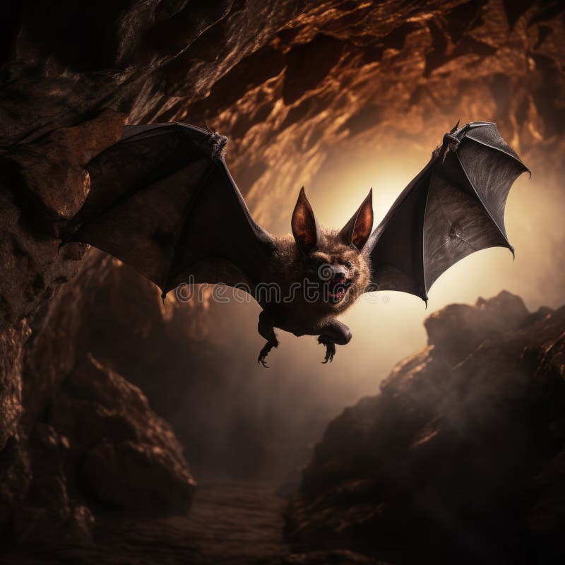 Terrifying Bat Attack: AI-Generated Dark Cave Scene Stock Photo - Image ...