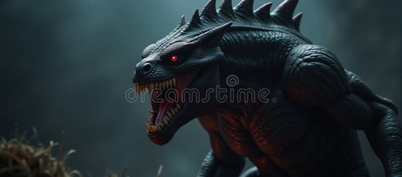 A Terrifying Beast Lurks Menacingly within an Eerie Landscape Stock ...