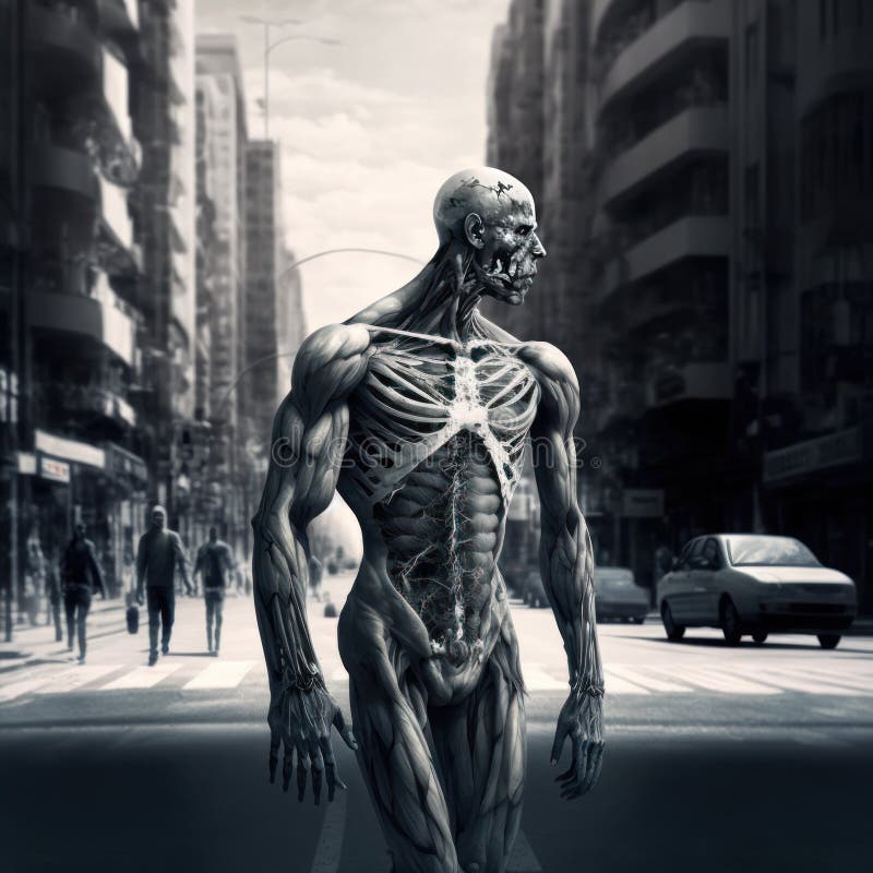 Terrifying Biomechanical Skinned Humanoid. AI Generated Stock ...