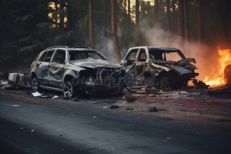 Terrifying Car Crash on Road. Suv Collides Head-on with Another Vehicle ...