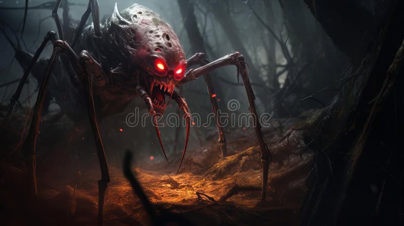 Terrifying Colossal Spider: a Nightmare Creature of Darkness Stock ...