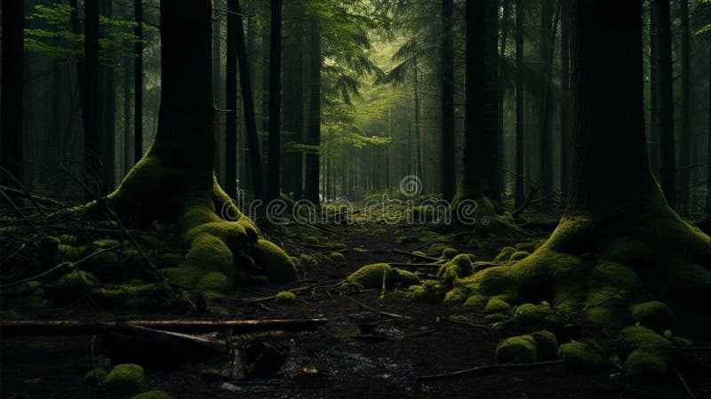 Terrifying deep woods stock illustration. Illustration of darkness ...