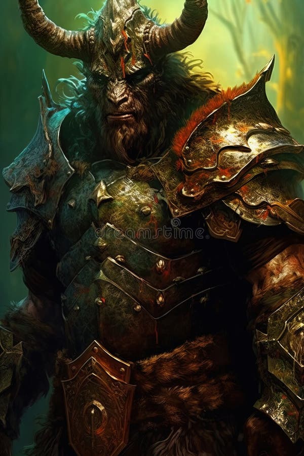 Terrifying Figure of the Minotaur with Armor and Large Horns ...