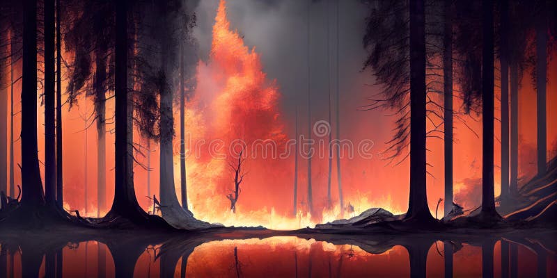 Terrifying Forest Fire, Out of Control. Ia Generative. Stock ...