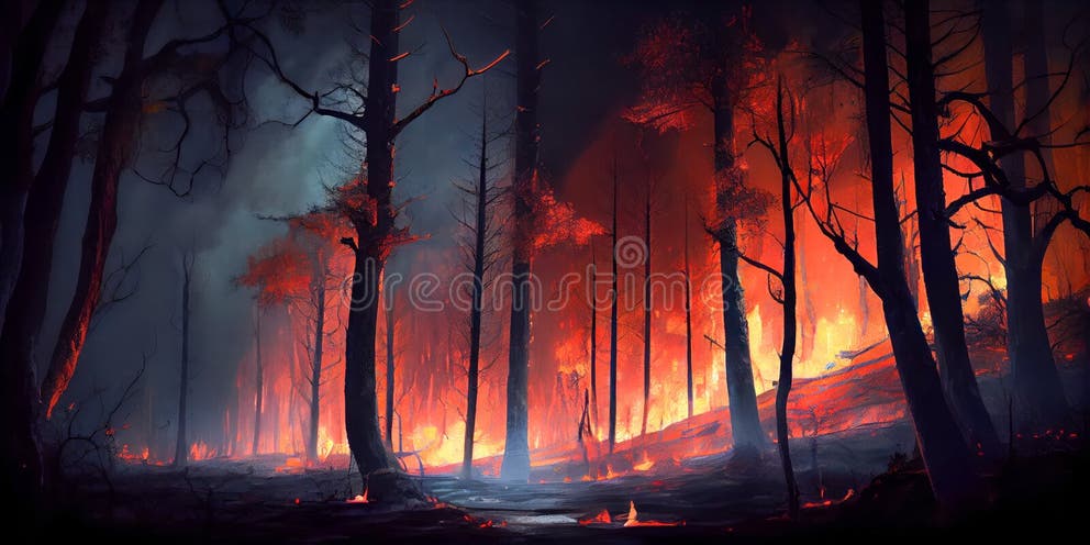 Terrifying Forest Fire, Out of Control. Ia Generative. Stock ...