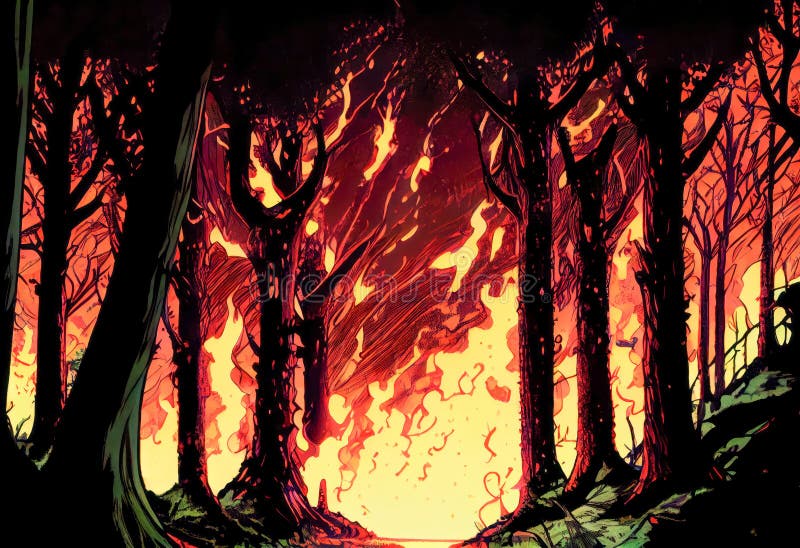 Terrifying Forest Fire, Out of Control. Ia Generative. Stock ...