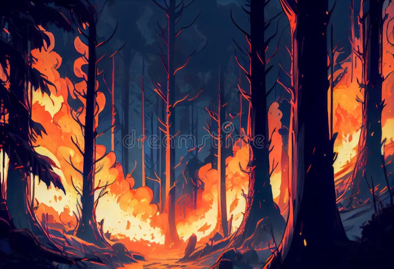 Terrifying Forest Fire, Out of Control. Ia Generative. Stock ...