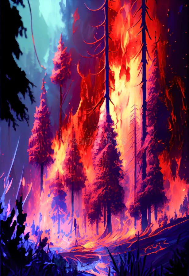 Terrifying Forest Fire, Out of Control. Ia Generative. Stock ...
