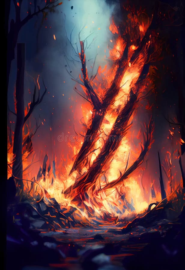Terrifying Forest Fire, Out of Control. Ia Generative. Stock ...