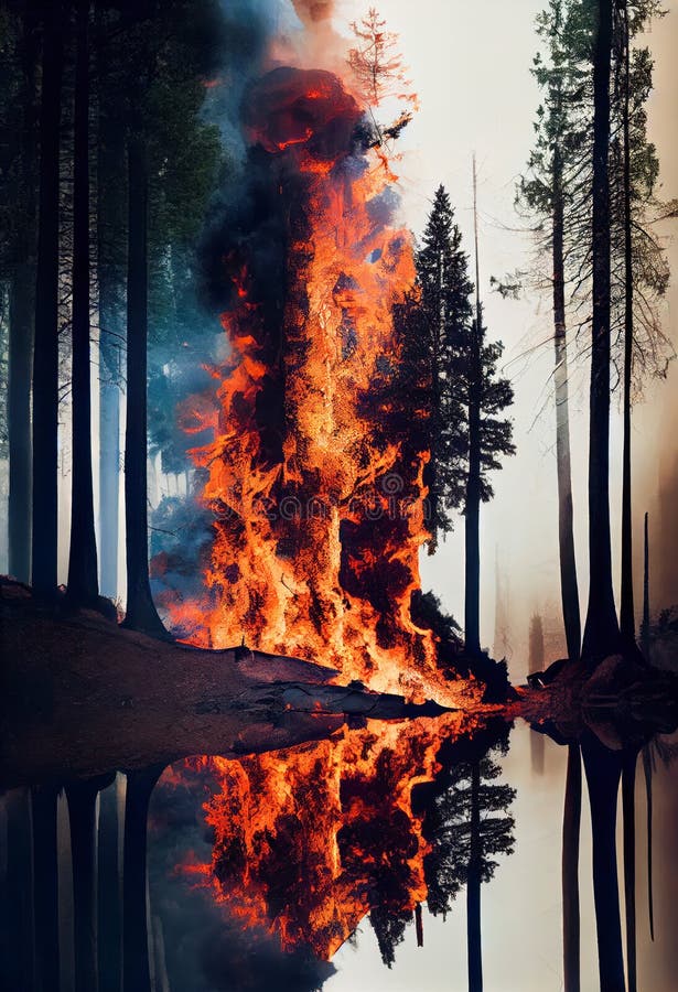 Terrifying Forest Fire, Out of Control. Ia Generative. Stock ...