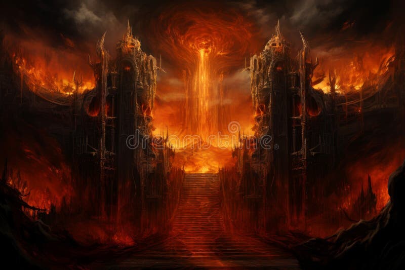 Terrifying Gate Fire Hell. Generate Ai Stock Illustration ...
