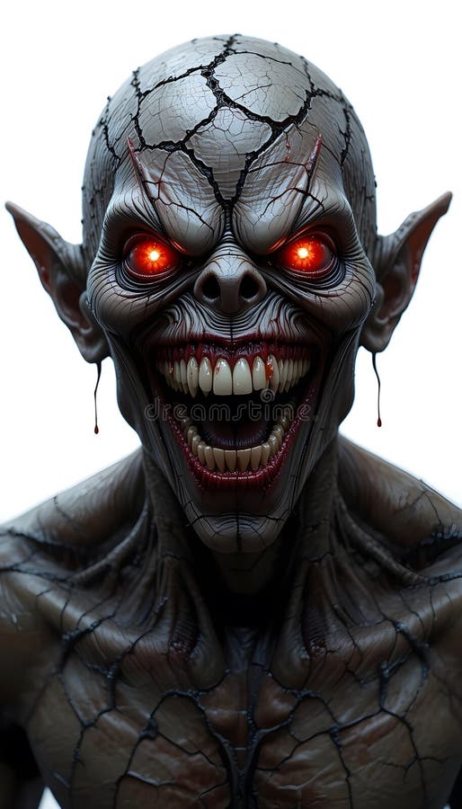 Terrifying Ghastly Creature with Glowing Red Eyes: a 3D Render of a ...