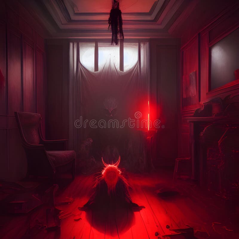 Terrifying Horror House Interior Stock Illustration - Illustration of ...