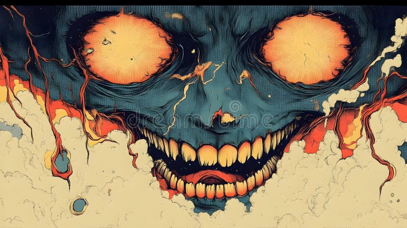 Monster Face Teeth Eyes Cloud Stock Illustration - Illustration of nose ...