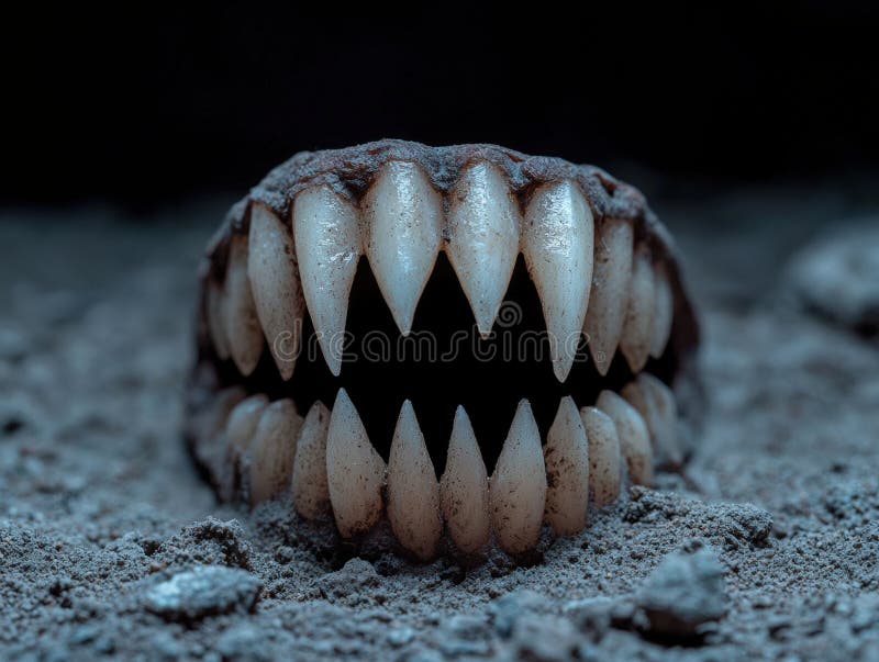 Terrifying Monster Teeth in the Dirt, Horror Concept. Stock ...