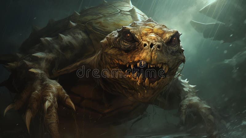 Terrifying Reptilian Nightmare Creature with Ancient Features Stock ...