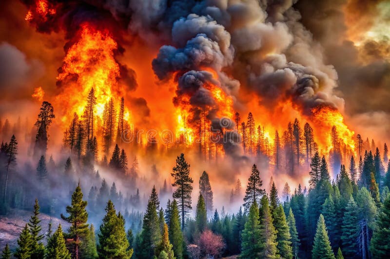 A Terrifying Panoramic View of a Forest Fires Devastating Impact Blaze ...
