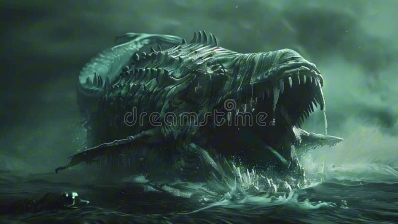 Terrifying Scary Sea Monster in Dark Depths of Deep Ocean Stock Footage ...
