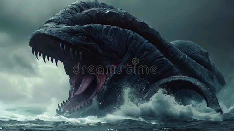 Terrifying Scary Sea Monster in Dark Depths of Deep Ocean Stock Footage ...