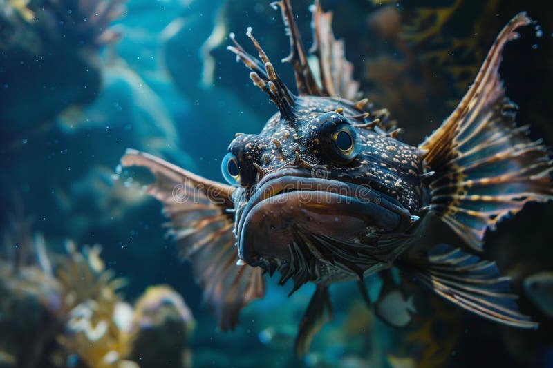 Terrifying Scary Sea Monster in Dark Depths of Deep Ocean Stock Photo ...