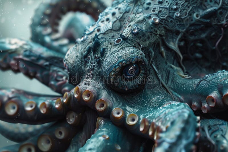 Terrifying Scary Sea Monster in Dark Depths of Deep Ocean Stock Image ...