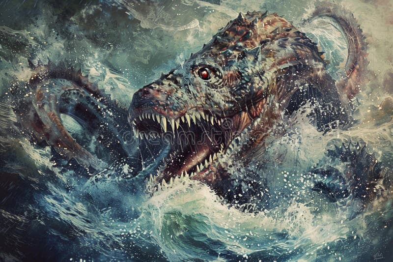 Terrifying Scary Sea Monster in Dark Depths of Deep Ocean Stock Photo ...