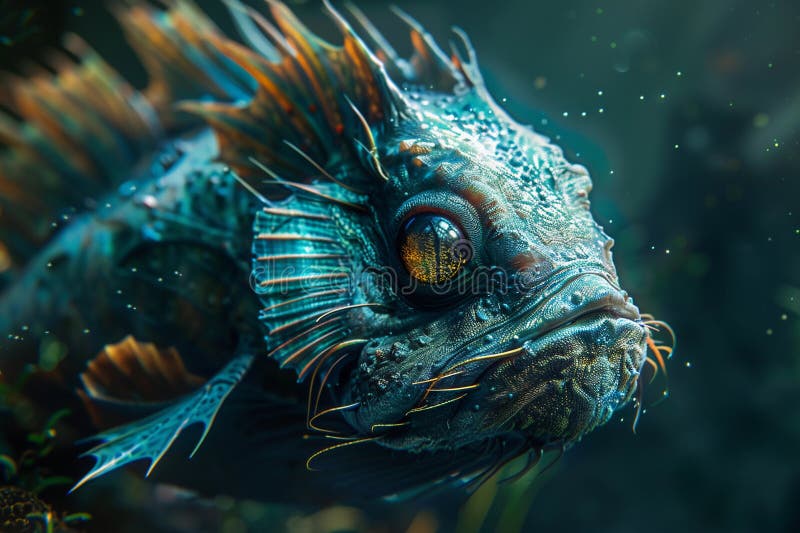 Terrifying Scary Sea Monster in Dark Depths of Deep Ocean Stock Photo ...