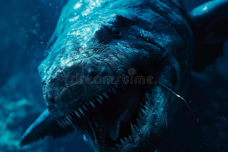 Terrifying Scary Sea Monster in Dark Depths of Deep Ocean Stock Image ...
