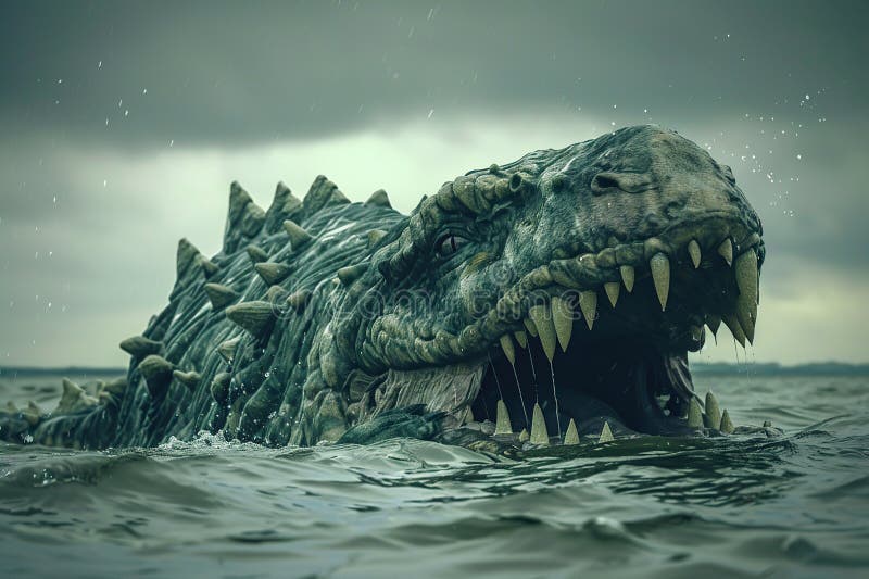 Terrifying Scary Sea Monster in Dark Depths of Deep Ocean Stock Photo ...