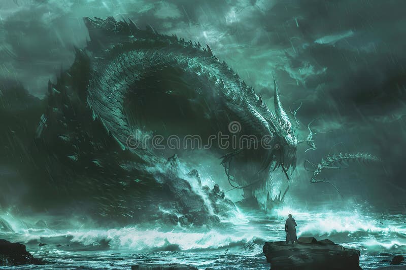 Terrifying Scary Sea Monster in Dark Depths of Deep Ocean Stock ...