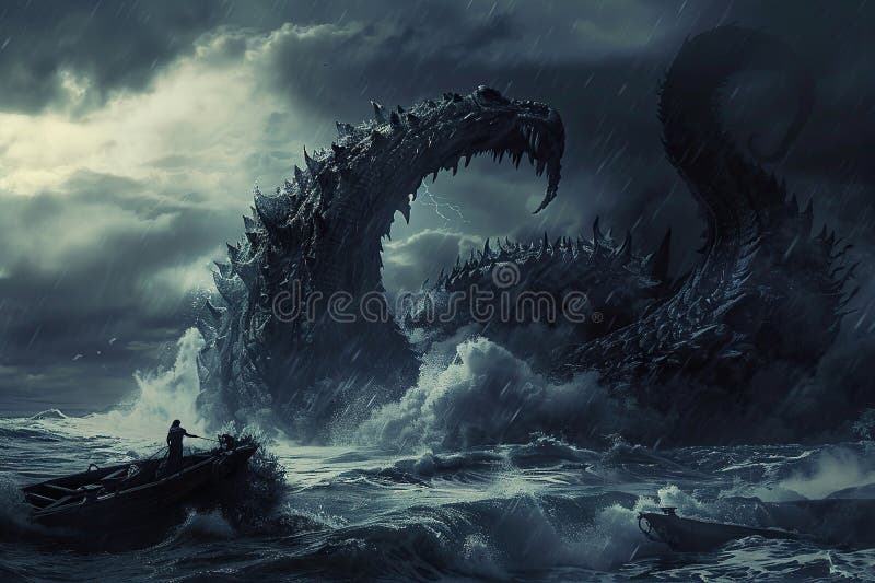 Terrifying Scary Sea Monster in Dark Depths of Deep Ocean Stock Photo ...