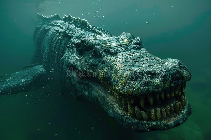 Terrifying Scary Sea Monster in Dark Depths of Deep Ocean Stock Image ...