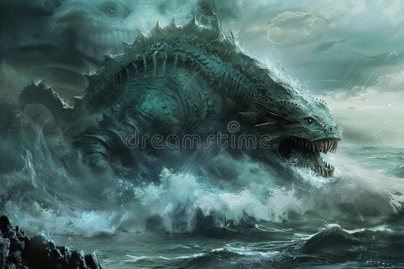 Terrifying Scary Sea Monster in Dark Depths of Deep Ocean Stock Photo ...