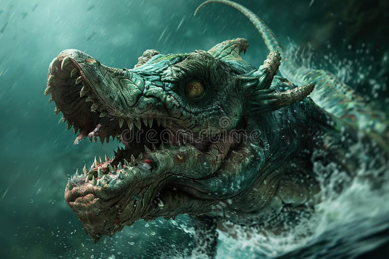Terrifying Scary Sea Monster in Dark Depths of Deep Ocean Stock Photo ...