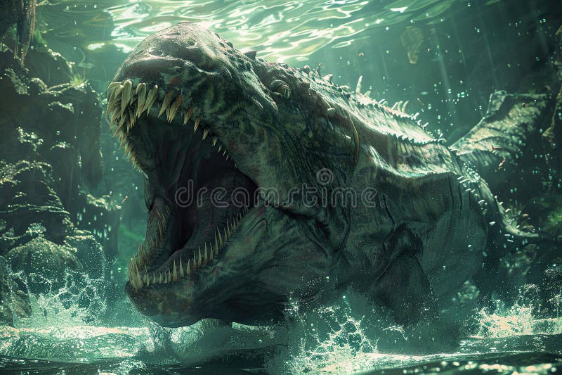 Terrifying Scary Sea Monster in Dark Depths of Deep Ocean Stock ...