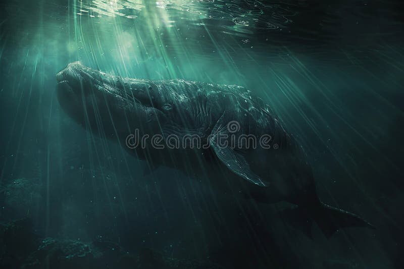 Terrifying Scary Sea Monster in Dark Depths of Deep Ocean Stock ...