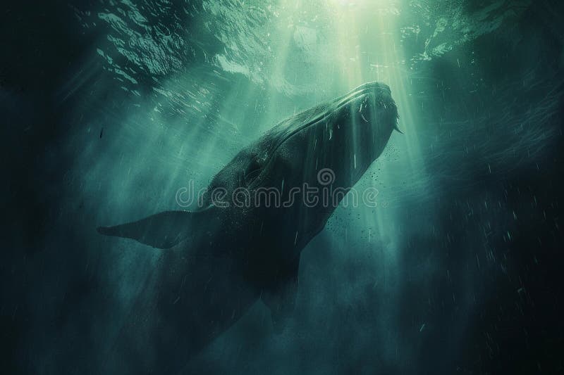 Terrifying Scary Sea Monster in Dark Depths of Deep Ocean Stock ...