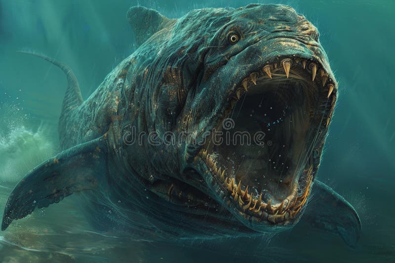 Terrifying Scary Sea Monster in Dark Depths of Deep Ocean Stock ...