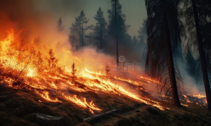Terrifying Scene of Wildfire Blazing through the Mountain Forest ...