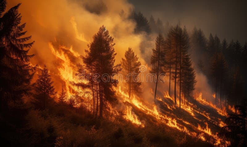 Terrifying Scene of Wildfire Blazing through the Mountain Forest ...