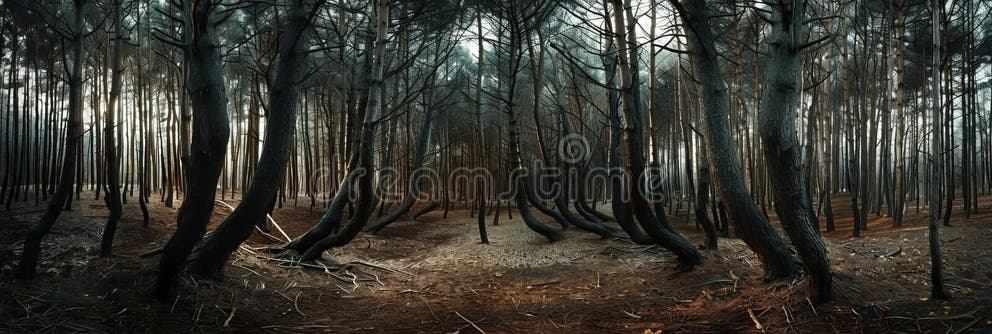 Terrifying Surrealist Forest Viewed from a Dramatic Angle Stock ...