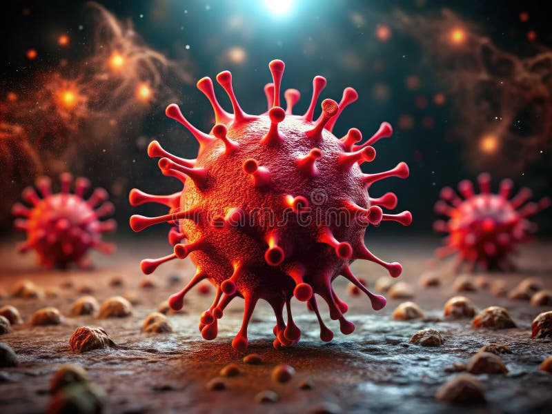 A Terrifyingly Realistic 3D Visualisation of a Red Spiked Viral ...