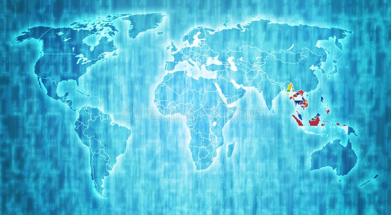 Território Do ASEAN No Mapa Do Mundo Ilustração Stock - Ilustração de ...