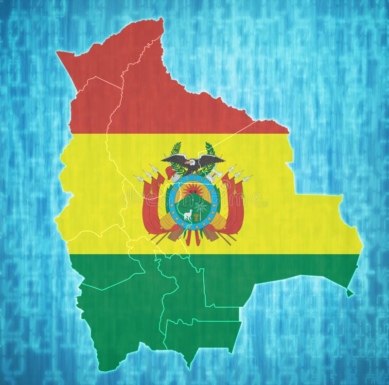 Territories of Regions on Administration Map with Flag of Bolivia Stock ...