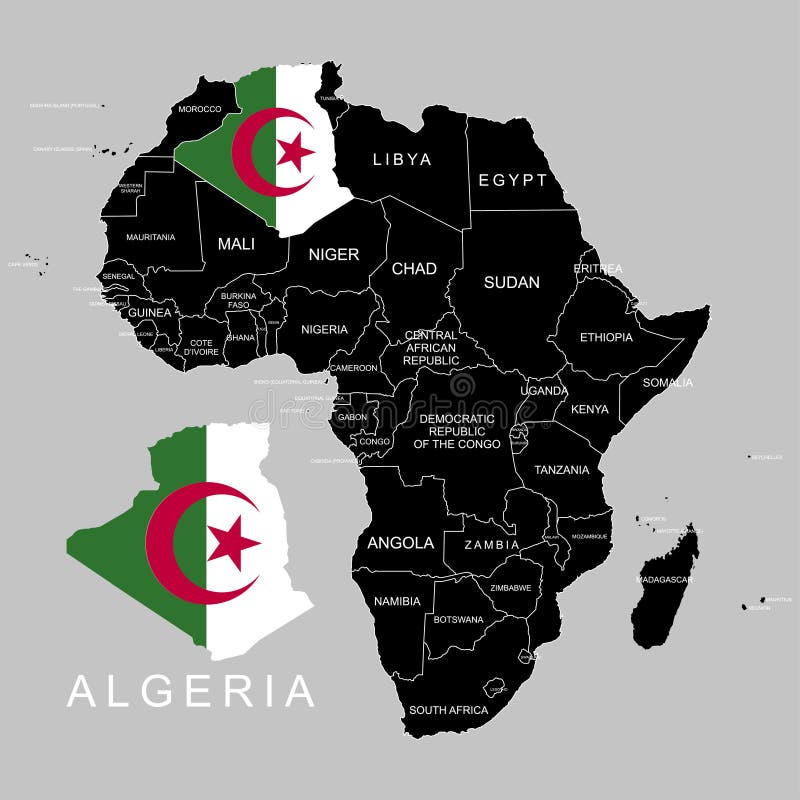 Algeria on africa map stock illustration. Illustration of africa - 10615905