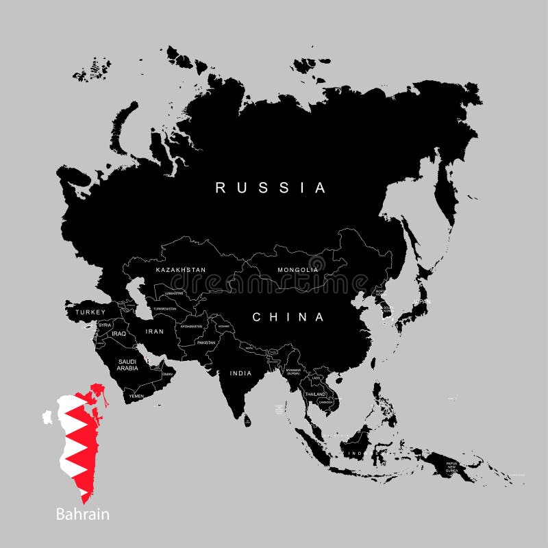 Territory of Bahrain on Asia Continent. Flag of Bahrain. Vector ...