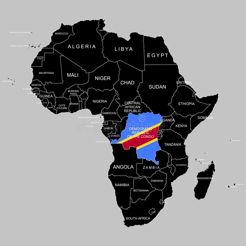 Territory of Democratic Republic of the Congo on Africa Continent ...