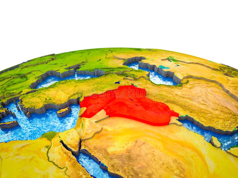 Territory of Islamic State on 3D Earth Stock Illustration ...